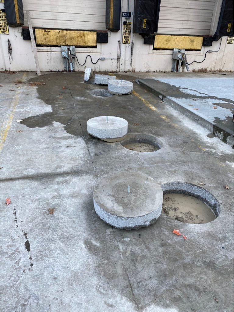 Concrete core drilling cuts clean, circular holes in a concrete surface